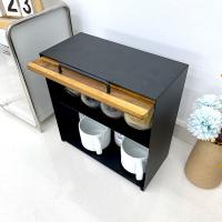 China 3 Layer Kitchen Countertop Spice Cabinet With Wooden Door Seasoning Bottle Organizer Living Room Coffee Tea Bag Mug Storage Rack for sale