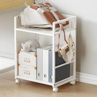 China Office Iron Adjustable With Wheels Document Rack File Storage Holder Bedroom Movable 2Tier Bookshelf Backpack Toy Organize Shelf for sale