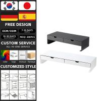 China Metal Living Room Mesa 2 Tier Coffee Pod Storage Box with Drawer Tea Bag Organizer Holder Pull Coffee Machine Rack Monitor Stand for sale