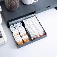 China Metal Living Room Mesa 2 Tier Coffee Pod Storage Box with Drawer Tea Bag Organizer Holder Pull Coffee Machine Rack Monitor Stand for sale