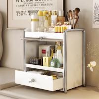 China Pull-out 3 Tier Cosmetic Storage Box with Dust-proof Cabinet Door Kitchen Spice Jar Rack Coffee Capsule Drawer Desktop Organizer for sale