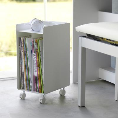China Modern Metal Double Tier Mobile Book Storage Cart with Wheels for Bedroom and Living Room-Multifunction Divided Storage for sale