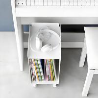China Modern Metal Double Tier Mobile Book Storage Cart with Wheels for Bedroom and Living Room-Multifunction Divided Storage for sale