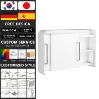 China Kitchen Metal 2 Tier Cabinet Doors Spices Rack Organizer Dust-proof Shelves Cup Box Tableware Holder with Side Pull Door Storage for sale