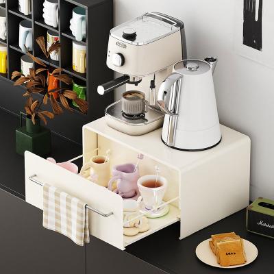 China Pull-out Coffee Machine Rack Capsule Organizer with 3-layer Drawer Microwave Mug Storage for Kitchen Living Room Office Desktop for sale