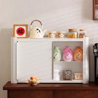 China 2025 3-Layer Metal Desktop Mug Storage Rack Dustproof Sliding Door Spice Cabinet for Living Room Kitchen Coffee Cup Display for sale