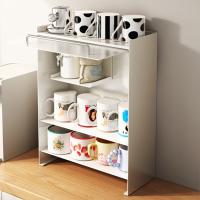 China Household 4 Tier Metal with Door Stand Ceramic Mug Storage Cabinet Kitchen Pull Cabinet Doors Out Spices Jar Bottle Organize Box for sale