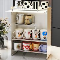 China Household 4 Tier Metal with Door Stand Ceramic Mug Storage Cabinet Kitchen Pull Cabinet Doors Out Spices Jar Bottle Organize Box for sale