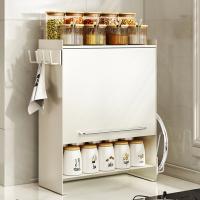 China Household 4 Tier Metal with Door Stand Ceramic Mug Storage Cabinet Kitchen Pull Cabinet Doors Out Spices Jar Bottle Organize Box for sale