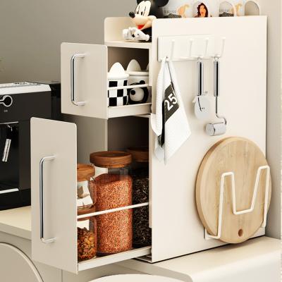 China Kitchen Storage Dustproof Cabinet Double-layer Seasoning with Door Can Be Pulled Out Magnetic Spice Rack Set Organizer for sale