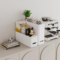 China NEW Foldable Standing Metal Corner Countertop White Doublelayer Pull Out Drawer Spice Box Kitchen Storage Cabinet Organizer Rack for sale
