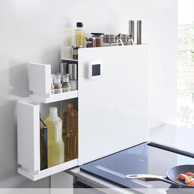 China New 3 Tier Steel Hidden Spices Kitchen Cabinets Rack Modern Eco-Friendly Living Room Vertical Black Drawer Storage Holder for sale