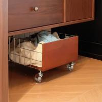 China Bathroom Dirty Laundry Basket Rack With Metal Clothes Storage Trolley Cart Home With Wheel Wooden Board Mobile Towel Organizer for sale