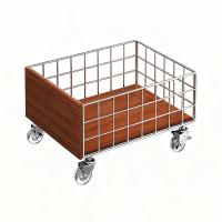 China Bathroom Dirty Laundry Basket Rack With Metal Clothes Storage Trolley Cart Home With Wheel Wooden Board Mobile Towel Organizer for sale