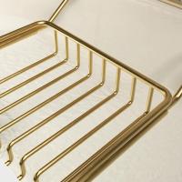 China Bathroom Stainless Steel Scalable Bathtub Storage Rack Shower Gel Organizer Holder Non slip Marble Anti Slip Bathtub Caddy Tray for sale