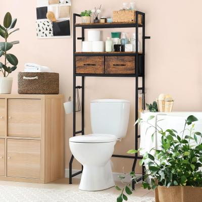 China Customized Wholesale ver-the Toilet Storage Holder Iron Living Room Organize Shelf Washing Machine Rack Floor OWood with Drawer for sale