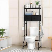 China Customized Wholesale ver-the Toilet Storage Holder Iron Living Room Organize Shelf Washing Machine Rack Floor OWood with Drawer for sale
