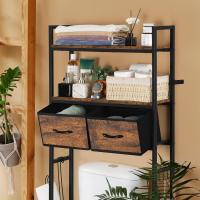 China Customized Wholesale ver-the Toilet Storage Holder Iron Living Room Organize Shelf Washing Machine Rack Floor OWood with Drawer for sale