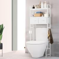 China Customized Wholesale ver-the Toilet Storage Holder Iron Living Room Organize Shelf Washing Machine Rack Floor OWood with Drawer for sale