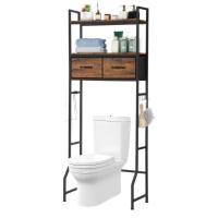 China Customized Wholesale ver-the Toilet Storage Holder Iron Living Room Organize Shelf Washing Machine Rack Floor OWood with Drawer for sale