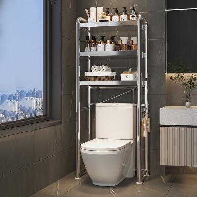 China 3 Tier 304 Stainless Steel Storage Rack Above Toilet Removable Bathroom Standing Towel Bath Supplies Organize Holder Space Saver for sale