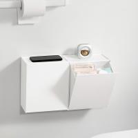 China Toilet Side No Punching Hanging Garbage Storage Bathroom Wall Mounted Paper Boxs Stackable Clamshell Tissue Organizer Soap Bin for sale