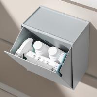 China Toilet Side No Punching Hanging Garbage Storage Bathroom Wall Mounted Paper Boxs Stackable Clamshell Tissue Organizer Soap Bin for sale
