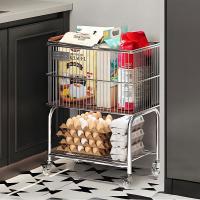 China Bathroom 2 Tier Dirty Clothes Stands Shoe Rack Laundry Storage Organization Baskets with Wheels Trolley Hollow Snack Cart Shelf for sale