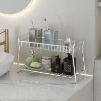 China Multifunctional Countertop Stand Stainless Steel Home Storage Rack Mug Cosmetic Spice Organizer for Bathroom Kitchen Livingroom for sale