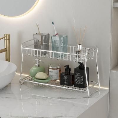 China Multifunctional Countertop Stand Stainless Steel Home Storage Rack Mug Cosmetic Spice Organizer for Bathroom Kitchen Livingroom for sale