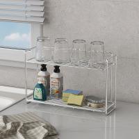 China Multifunctional Countertop Stand Stainless Steel Home Storage Rack Mug Cosmetic Spice Organizer for Bathroom Kitchen Livingroom for sale