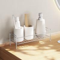 China 2-Tier Bathroom Countertop Organizer 304 Stainless Steel Makeup Storage Kitchen Spice Rack Household Standing Shelves Rust-proof for sale