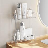 China 2-Tier Bathroom Countertop Organizer 304 Stainless Steel Makeup Storage Kitchen Spice Rack Household Standing Shelves Rust-proof for sale