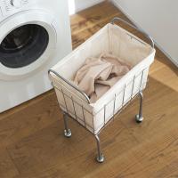 China Large Capacity 48L Movable Metal Mesh Organizer Trolley with Wheels Dirty Clothes Laundry Basket Storage for Bathroom Livingroom for sale