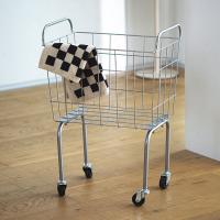China Large Capacity 48L Movable Metal Mesh Organizer Trolley with Wheels Dirty Clothes Laundry Basket Storage for Bathroom Livingroom for sale