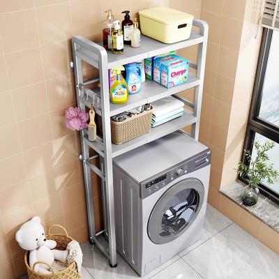 China Telescopic Washing Machine Top Rack Bathroom Towel Storage Shelf Floor Standing 3 Layer Stainless Steel Laundry Room Organizer for sale