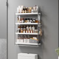 China 4-tier Over Toilet Rack Paper Towel Holder Bathroom Organizer Space-saving Wall Mount Stand Self-adhesive for Kitchen Livingroom for sale