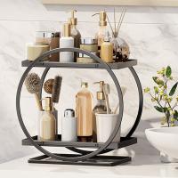 China 2-Tier Metal Bathroom Countertop Organizer Rack Double Vanity Makeup Shelf for Perfume Dessert Display Bedroom Livingroom for sale
