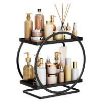 China 2-Tier Metal Bathroom Countertop Organizer Rack Double Vanity Makeup Shelf for Perfume Dessert Display Bedroom Livingroom for sale