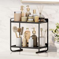 China 2-Tier Metal Spice Rack for Bathroom Kitchen Countertops Organizational Storage Holder for Small Spaces for Livingroom Narrow for sale