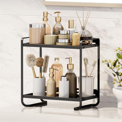 China 2-Tier Metal Spice Rack for Bathroom Kitchen Countertops Organizational Storage Holder for Small Spaces for Livingroom Narrow for sale