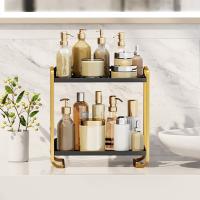 China 2-Tier Metal Spice Rack for Bathroom Kitchen Countertops Organizational Storage Holder for Small Spaces for Livingroom Narrow for sale