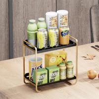 China 2-Tier Metal Spice Rack for Bathroom Kitchen Countertops Organizational Storage Holder for Small Spaces for Livingroom Narrow for sale