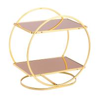 China Round 2 Tier Cosmetics Storage Shelf Dresser Desktop Metal Large-capacity Perfume Display Holder Makeup Brush Lipstick Organizer for sale