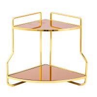 China 2 Tier Triangle Countertop Cosmetics Storage Rack Lipstick Perfume Lotion Makeup Organizer for Bathroom Corner Bedroom Dresser for sale