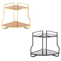 China 2 Tier Triangle Countertop Cosmetics Storage Rack Lipstick Perfume Lotion Makeup Organizer for Bathroom Corner Bedroom Dresser for sale