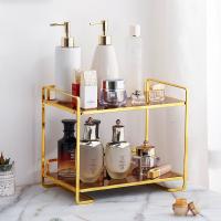 China Bathroom Countertop Organizer 2 Tier Metal Vanity Counter Skincare Shelf Home Storage Holder for Lotion Makeup Cosmetics Perfume for sale