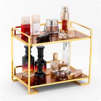 China Bathroom Countertop Organizer 2 Tier Metal Vanity Counter Skincare Shelf Home Storage Holder for Lotion Makeup Cosmetics Perfume for sale