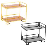 China Bathroom Countertop Organizer 2 Tier Metal Vanity Counter Skincare Shelf Home Storage Holder for Lotion Makeup Cosmetics Perfume for sale
