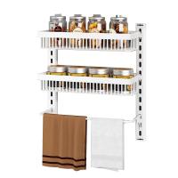 China Multi-Function Metal Organizers Punch-Free Wall-Mounted Storage Rack with Adjustable Seasoning Basket for Kitchen Bathroom Doors for sale